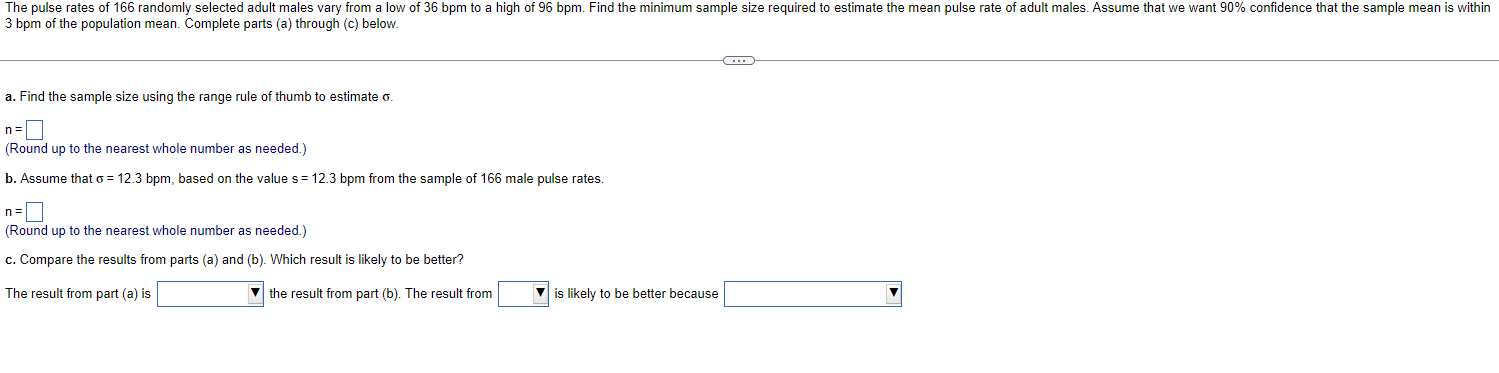 Solved a. Find the sample size using the range rule of thumb | Chegg.com