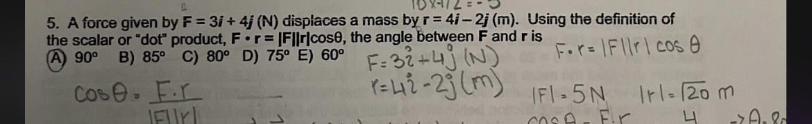 Solved A force given by F=3i+4j(N) ﻿displaces a mass by | Chegg.com