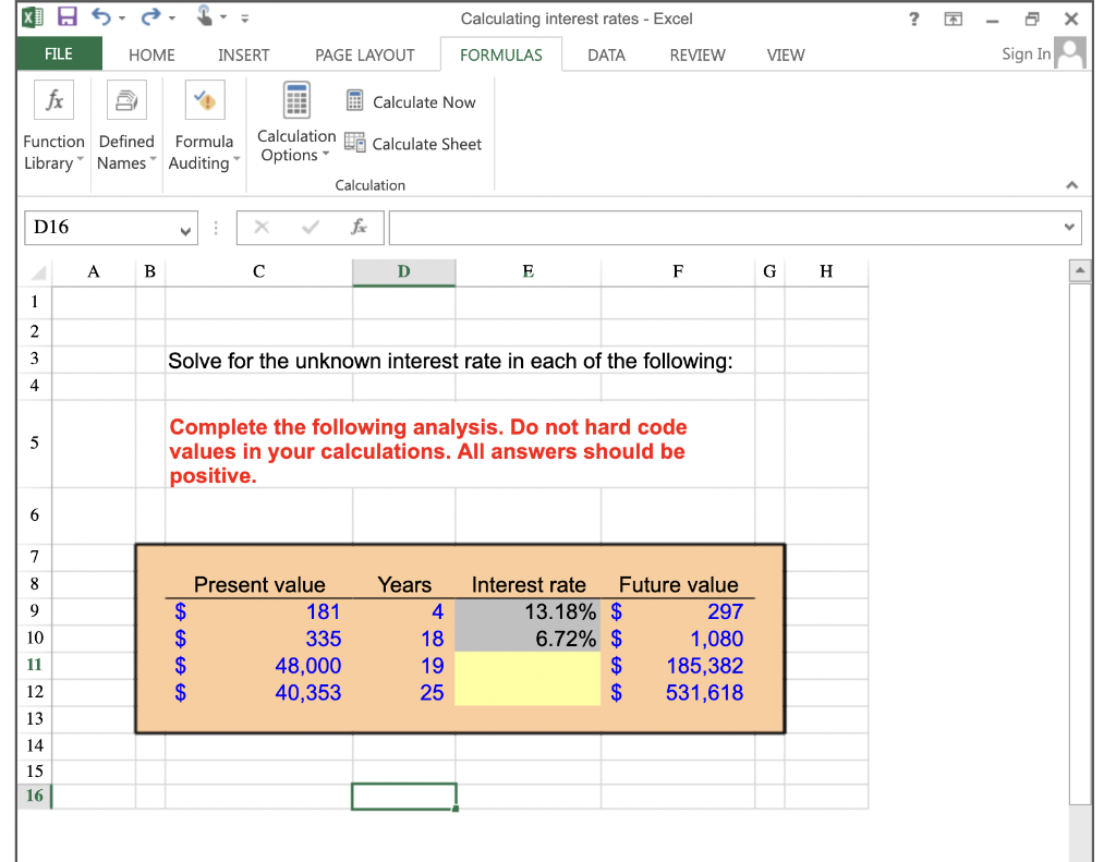 Solved X Calculating Interest Rates Excel 5 X File Home 