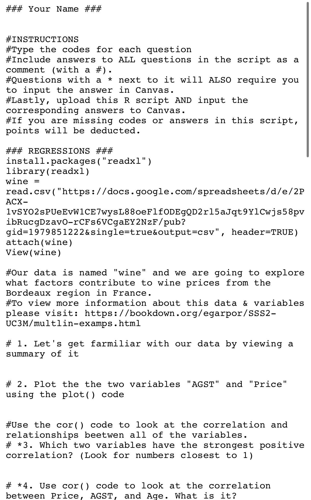 Solved \#\#\# Your Name \#\#\# \#INSTRUCTIONS \#Type the | Chegg.com