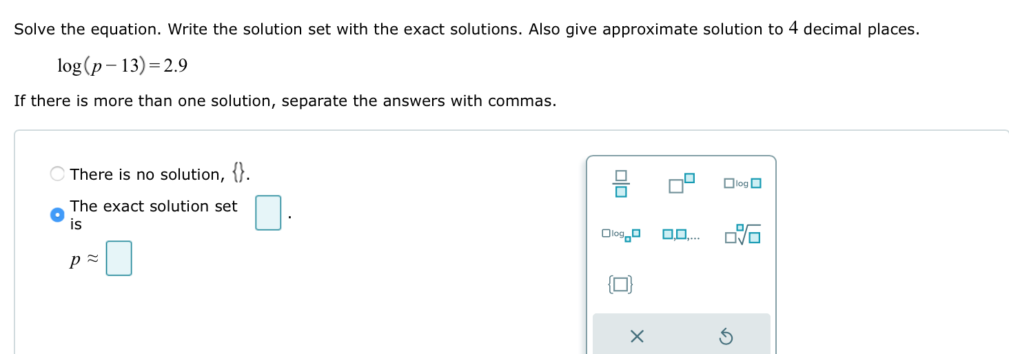 Solved Solve The Equation Write The Solution Set With The