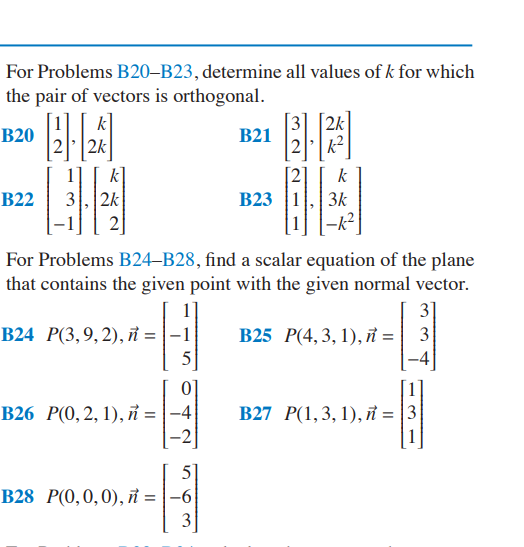 Solved For Problems B20-B23, determine all values of k for | Chegg.com