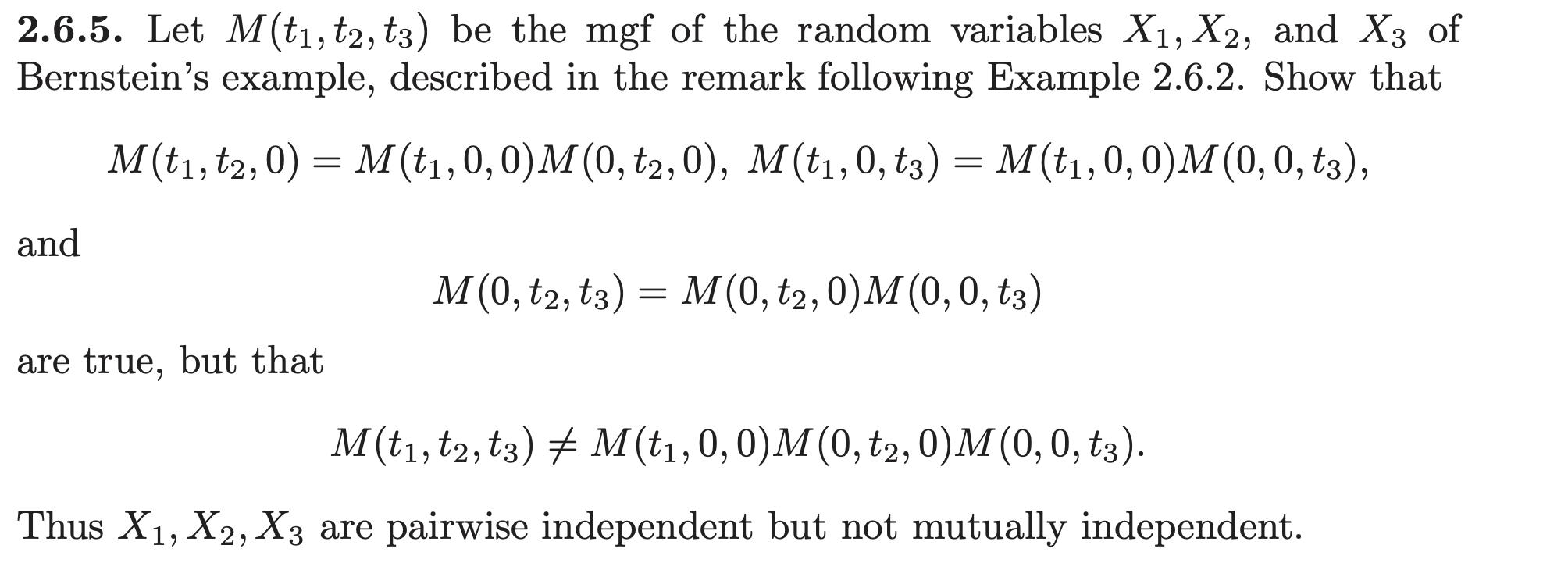2.6.5. Let M(t1,t2,t3) be the mgf of the random | Chegg.com
