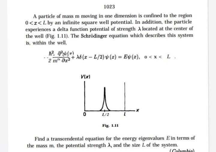 Solved 1023 A particle of mass m moving in one dimension is | Chegg.com