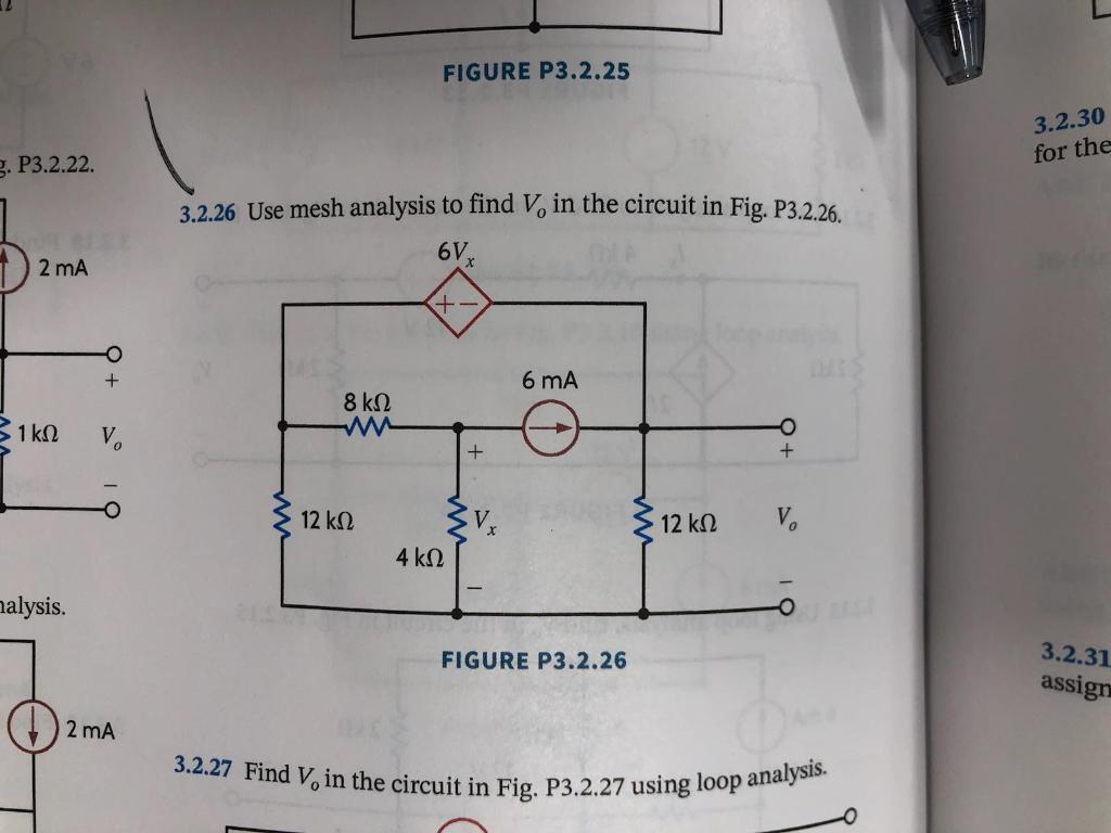 Solved 3.2.26 Use mesh analysis to find Vo in the circuit in | Chegg.com