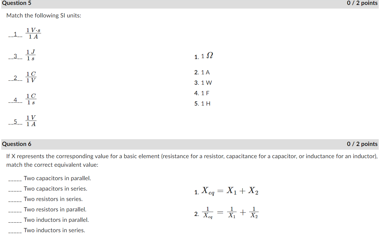 Solved 5. Match the following SI units:6. If X represents | Chegg.com