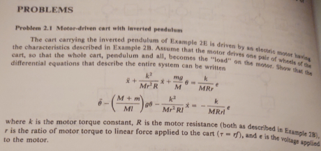 Solved Derive the non-linear equations of motion using | Chegg.com