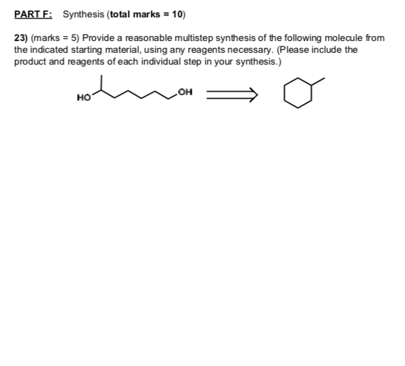 Solved PARTF: Synthesis (total marks = 10) 23) (marks = 5) | Chegg.com