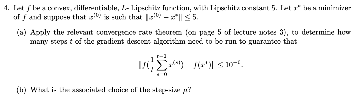 4. Let f be a convex, differentiable, L- Lipschitz | Chegg.com