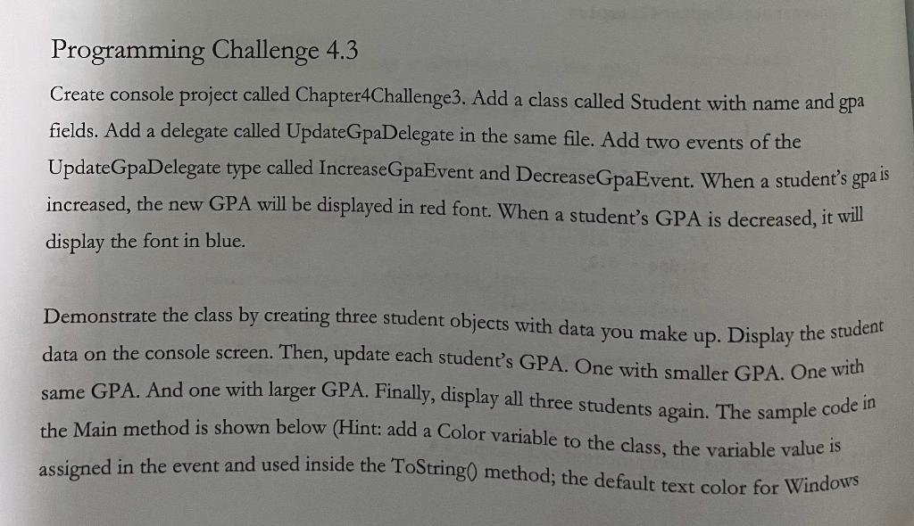 Solved Programming Challenge 4.3 Create console project | Chegg.com