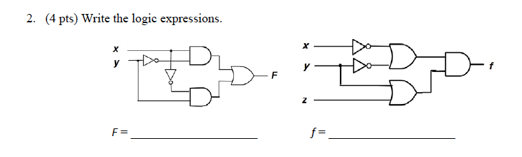 Solved 2. (4 pts) Write the logic expressions. | Chegg.com