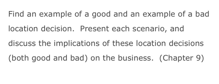 Solved Find an example of a good and an example of a bad | Chegg.com