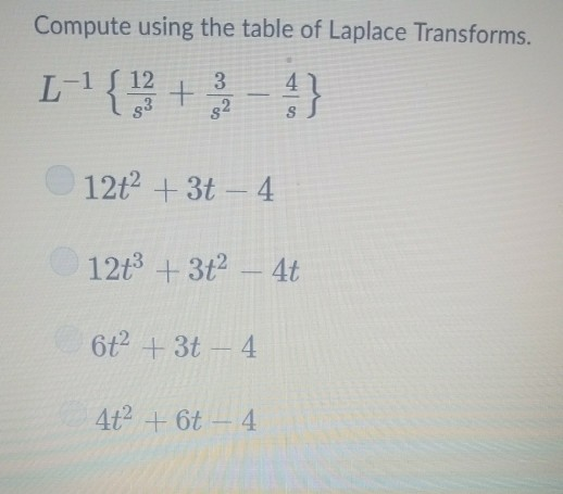 Solved Compute using the table of Laplace Transforms. L eSt | Chegg.com
