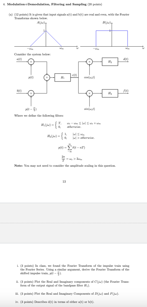 Solved i. (3 ﻿points) ﻿In class, we found the Fourier | Chegg.com