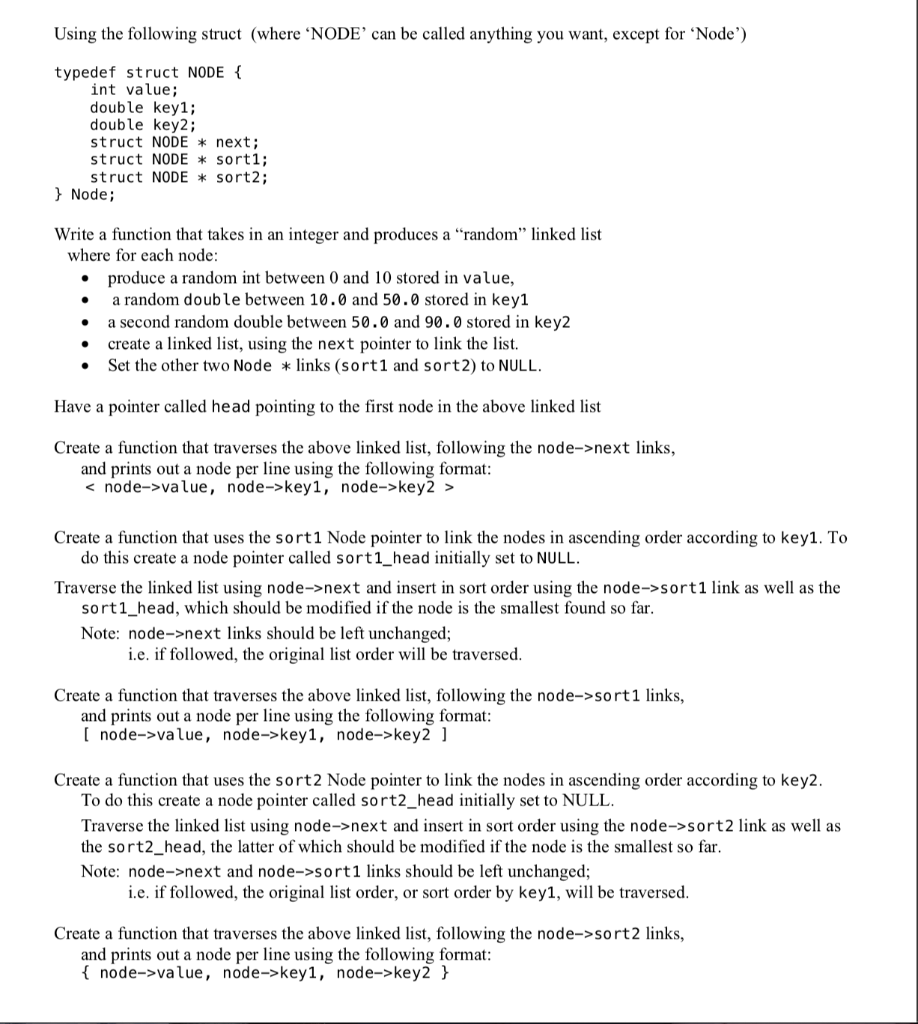 Solved Using The Following Struct Where Node Can Be 3022