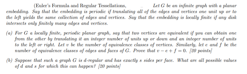 (Euler's Formula and Regular Tessellations, Let G be | Chegg.com
