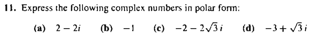 Solved 11. Express the following complex numbers in polar | Chegg.com