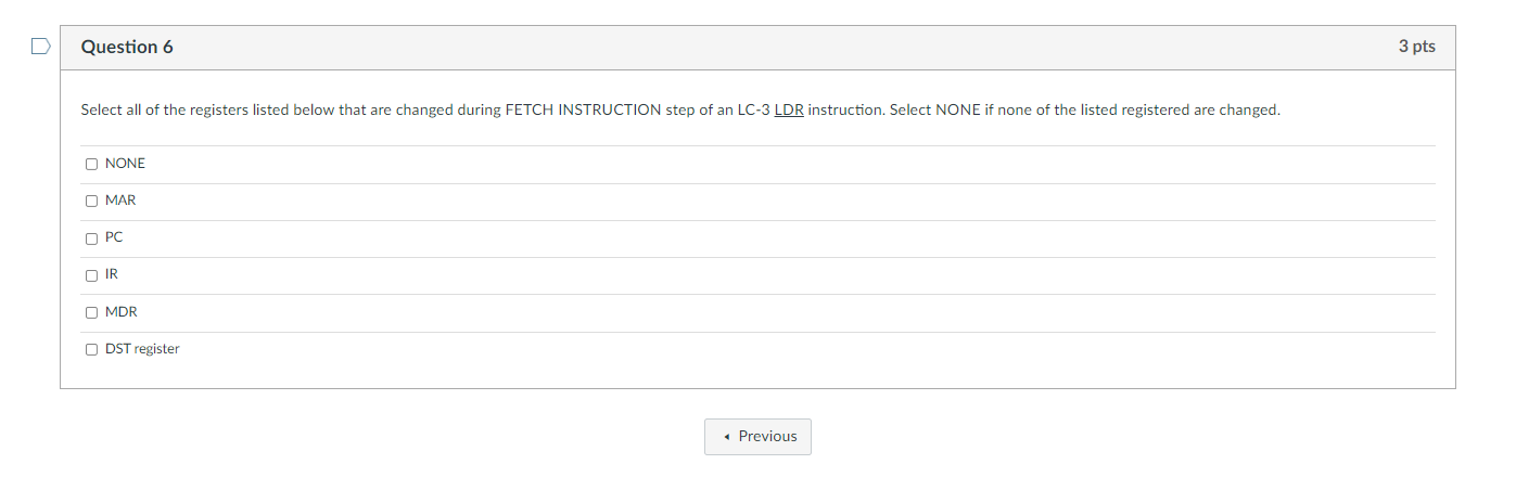 Solved Question 5 3 pts Select all of the registers listed | Chegg.com