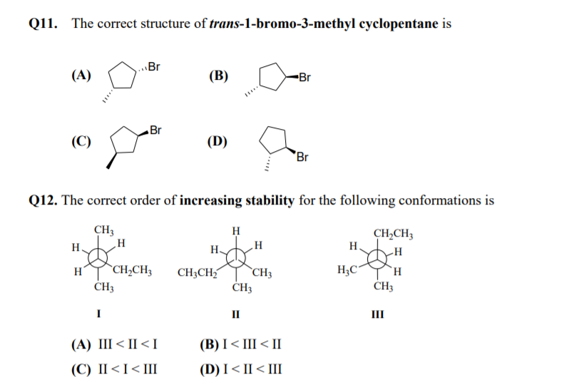 Solved Q11. The correct structure of trans-1-bromo-3-methyl | Chegg.com