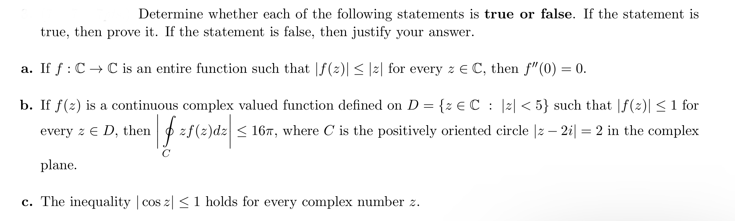 Solved Determine whether each of the following statements is | Chegg.com