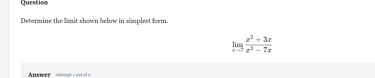 Solved Determine the limit shown below in simplest form. | Chegg.com