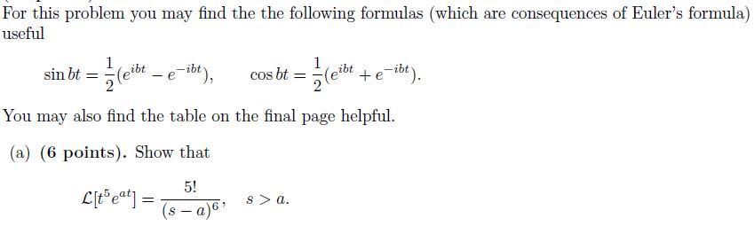 Solved For this problem you may find the the following | Chegg.com