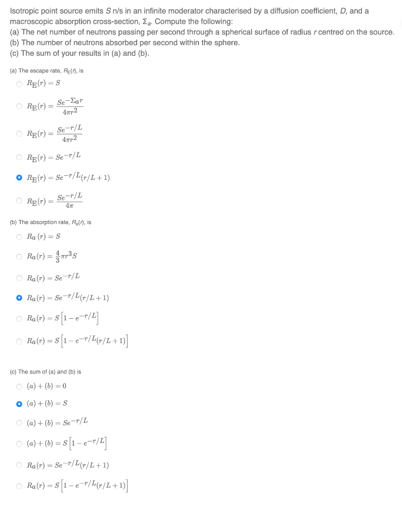 Solved Isotropic point source emits Sn/s in an infinite | Chegg.com