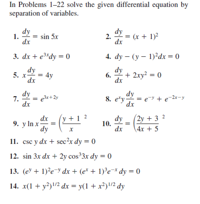 Solved In ﻿Problems 1-22 ﻿solve the given differential | Chegg.com