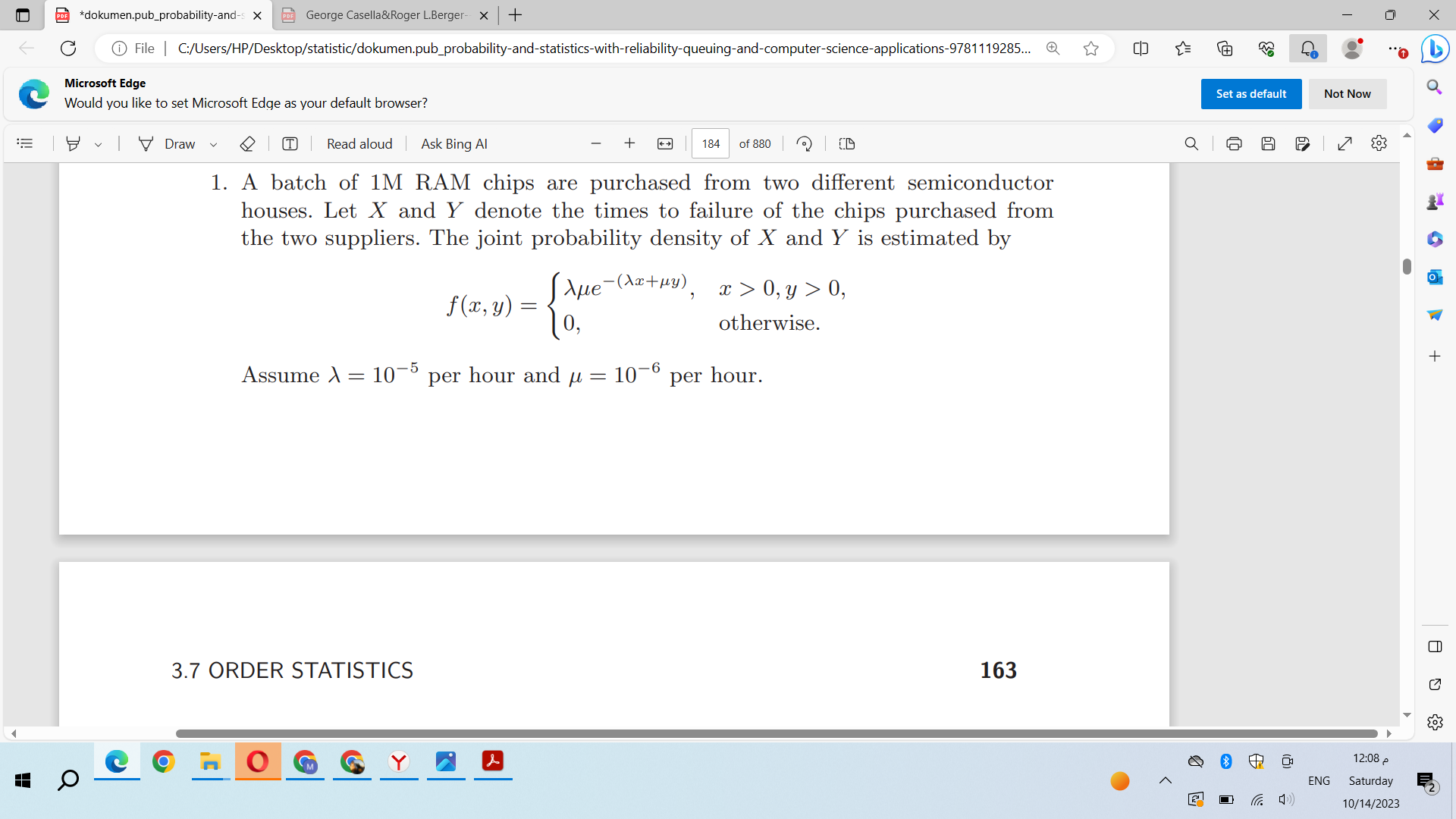 Solved 1. A batch of 1M RAM chips are purchased from two | Chegg.com