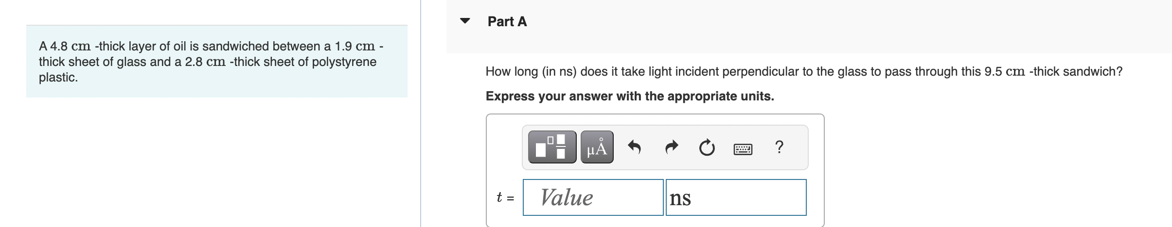 Solved A 4.8 cm-thick layer of oil is sandwiched between a | Chegg.com