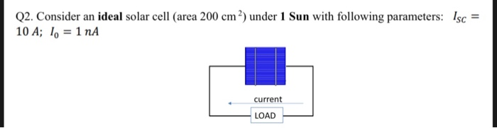 Solved Q2. Consider an ideal solar cell (area 200 cm2) under | Chegg.com
