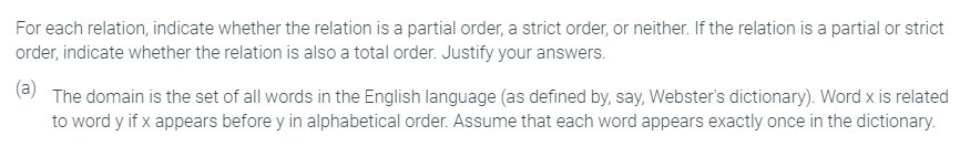 Solved For each relation, indicate whether the relation is a | Chegg.com
