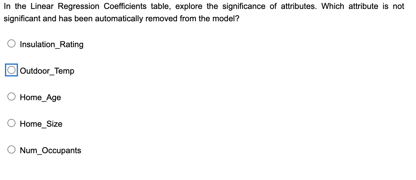 Solved In the Linear Regression Coefficients table, explore | Chegg.com