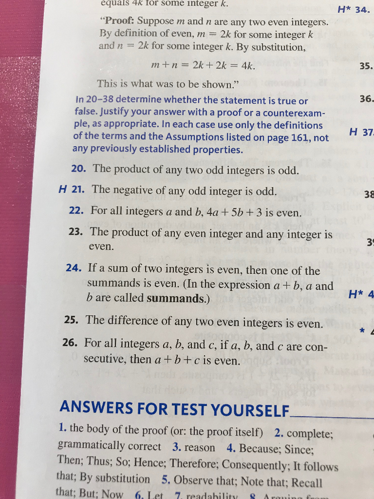 Solved Equals 4k For Some Integer K H 34 35 “proof