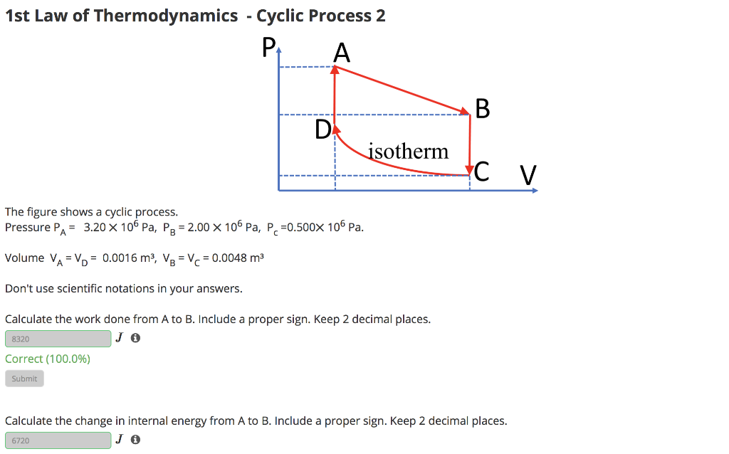 Solved 1st Law of Thermodynamics - Cyclic Process 2 P. A B | Chegg.com