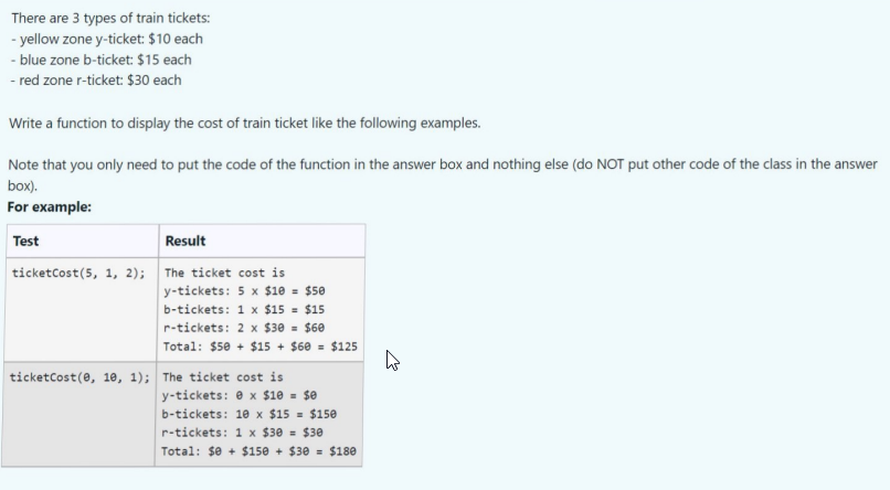 Solved There are 3 types of train tickets: - yellow zone | Chegg.com
