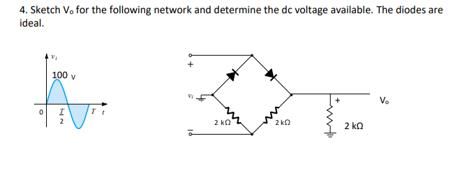 Solved 4. Sketch V0 for the following network and determine | Chegg.com