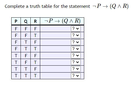Solved Complete a truth table for the statement notP→(Q??R) | Chegg.com