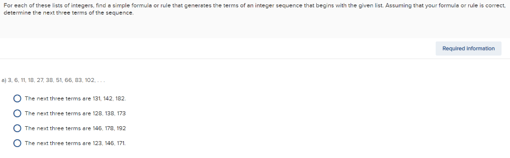 Solved For each of these lists of integers, find a simple | Chegg.com