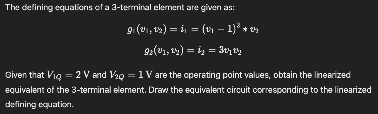 Solved The defining equations of a 3-terminal element are | Chegg.com