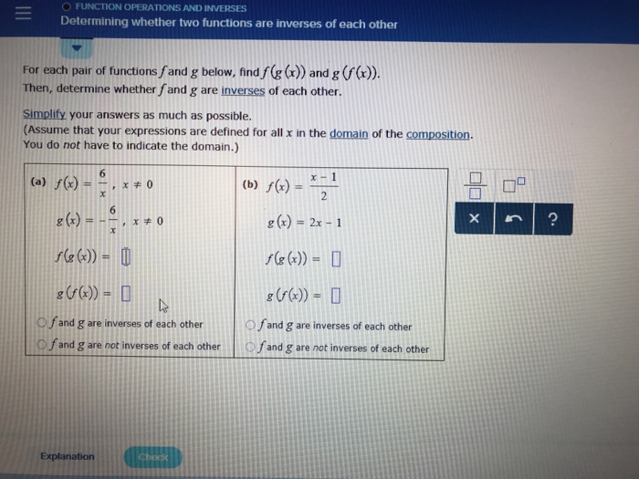 Solved O Function Operations And Inverses Determining 1779