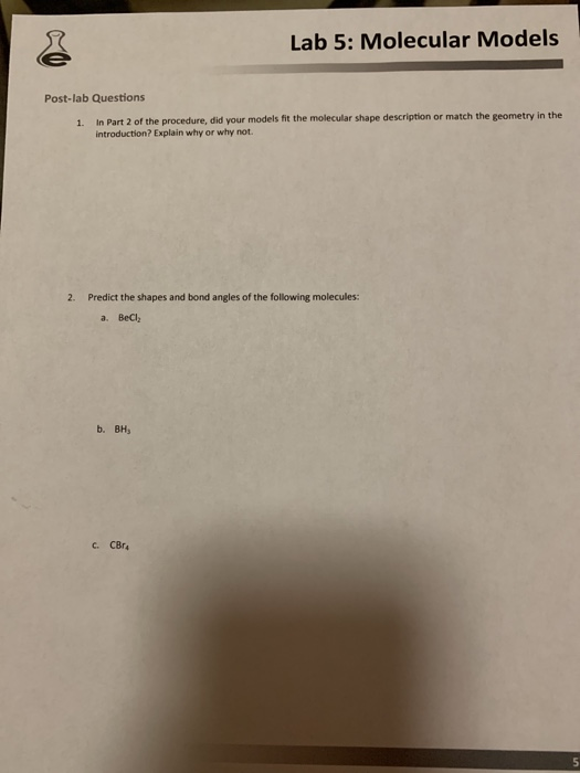 Solved Lab 5: Molecular Models Concepts to explore | Chegg.com