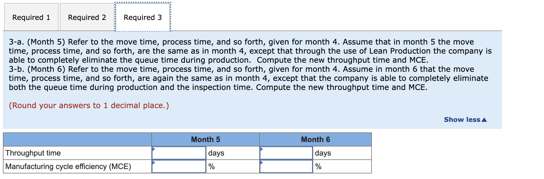 Solved \r\n1-a. Compute the throughput time for each month. | Chegg.com
