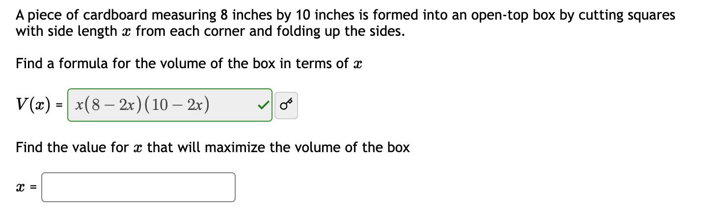 Solved A piece of cardboard measuring 8 inches by 10 inches | Chegg.com