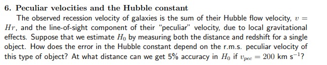 Solved Peculiar velocities and the Hubble constantThe | Chegg.com