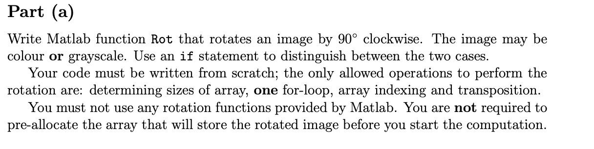 Solved Part A Write Matlab Function Rot That Rotates An 
