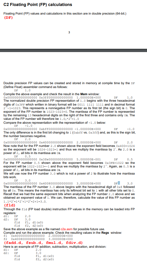 C2 Floating Point (FP) calculations Floating Point | Chegg.com