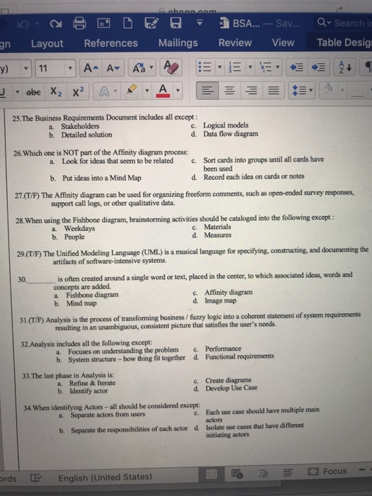 Solved Search Gn Layout References Mailings Review View