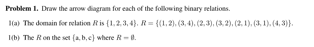 Solved Problem 1. Draw the arrow diagram for each of the | Chegg.com