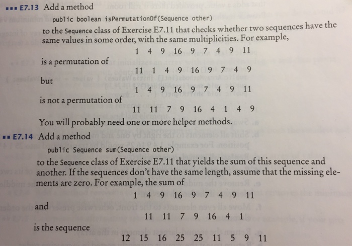 Solved Add a method public boolean isPermutationof(Sequence | Chegg.com